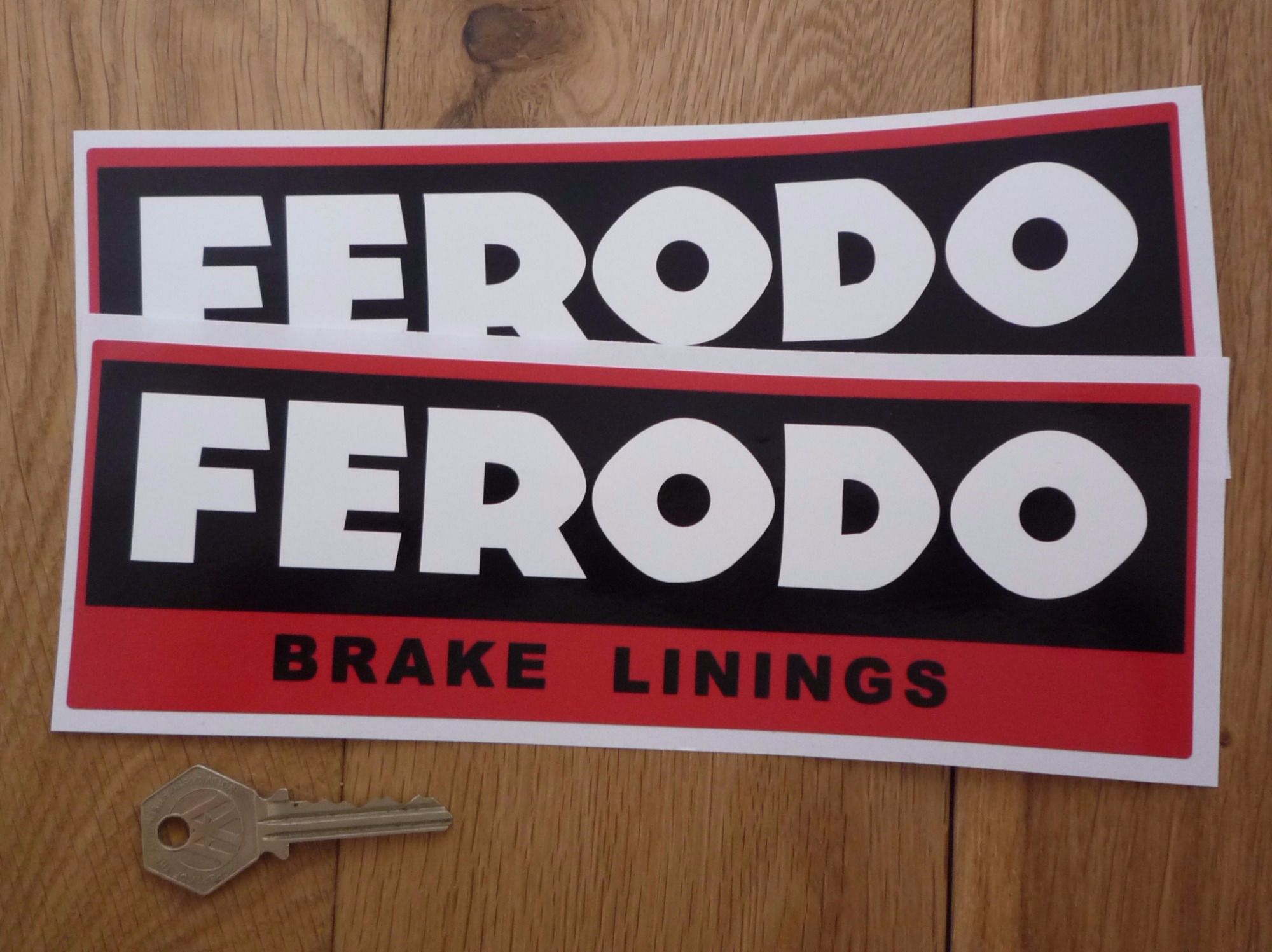 Ferodo Leaping Stag Chequered Flag Stickers. 3.25" Pair.