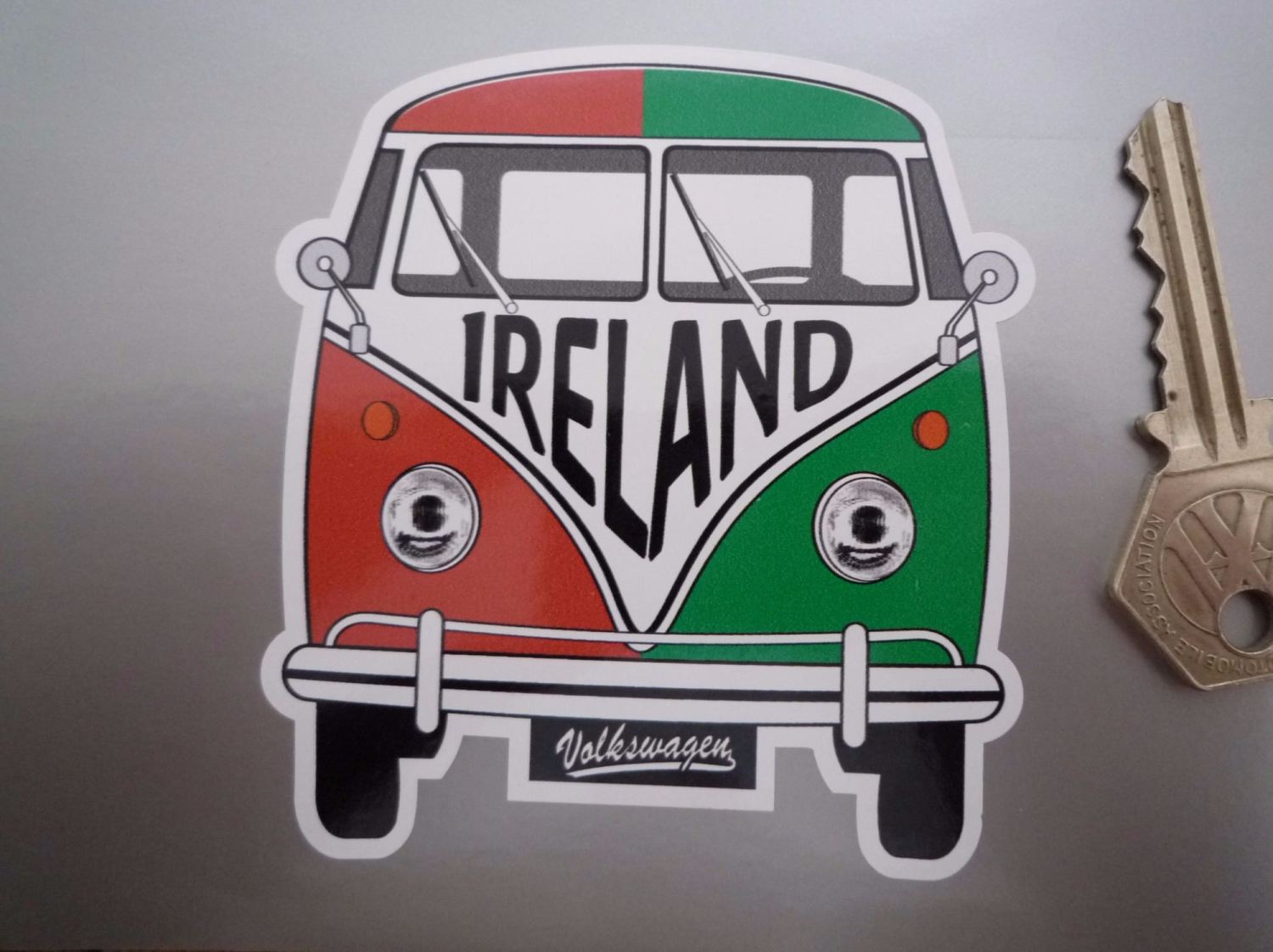 IRL Ireland Black & Silver ID Plate Sticker. 5".