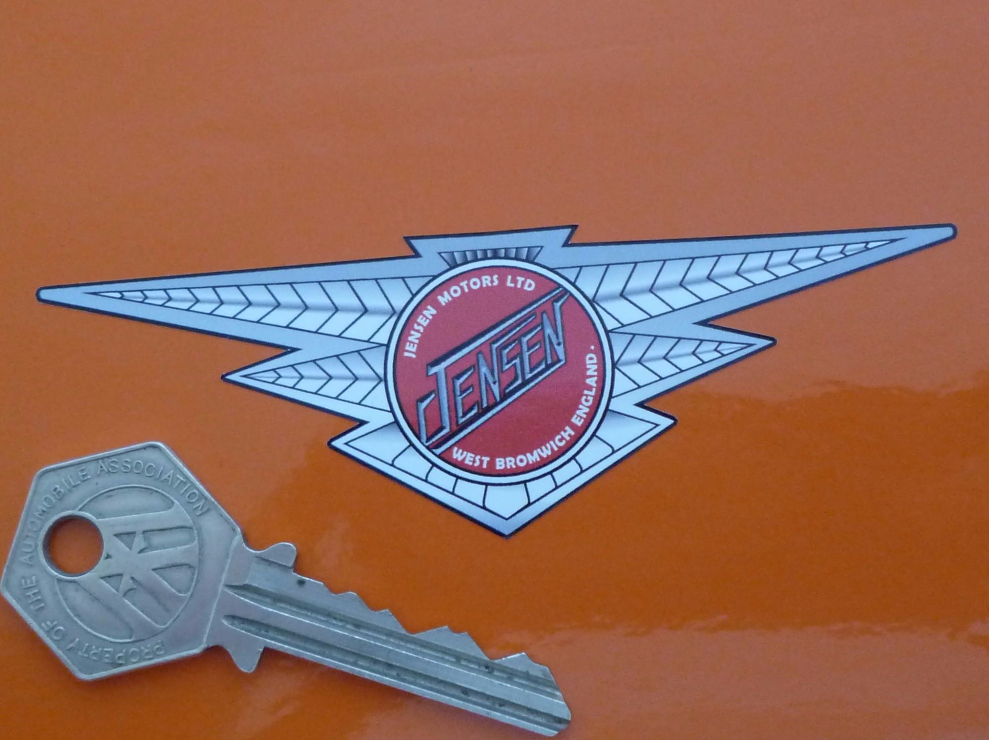 Jensen Logo Style Laser Cut Self Adhesive Car Badge. 2" or 4.5".