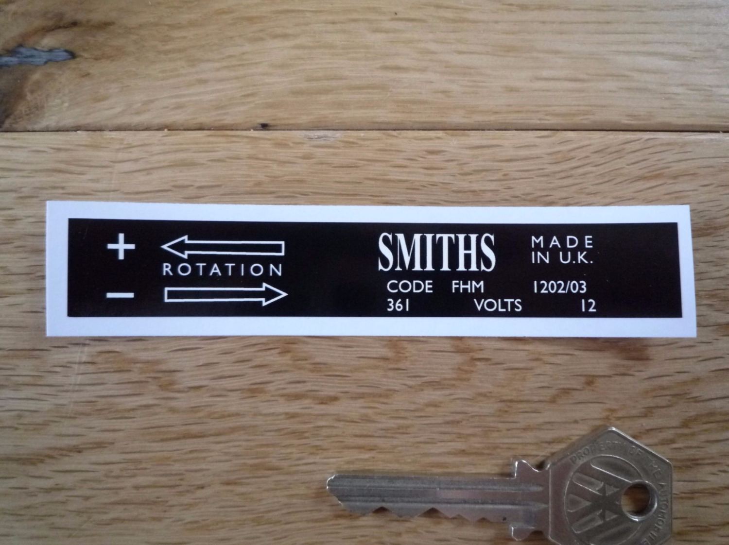 Smiths Heater Label FHM 5761:03V 02/66 Sticker 64mm