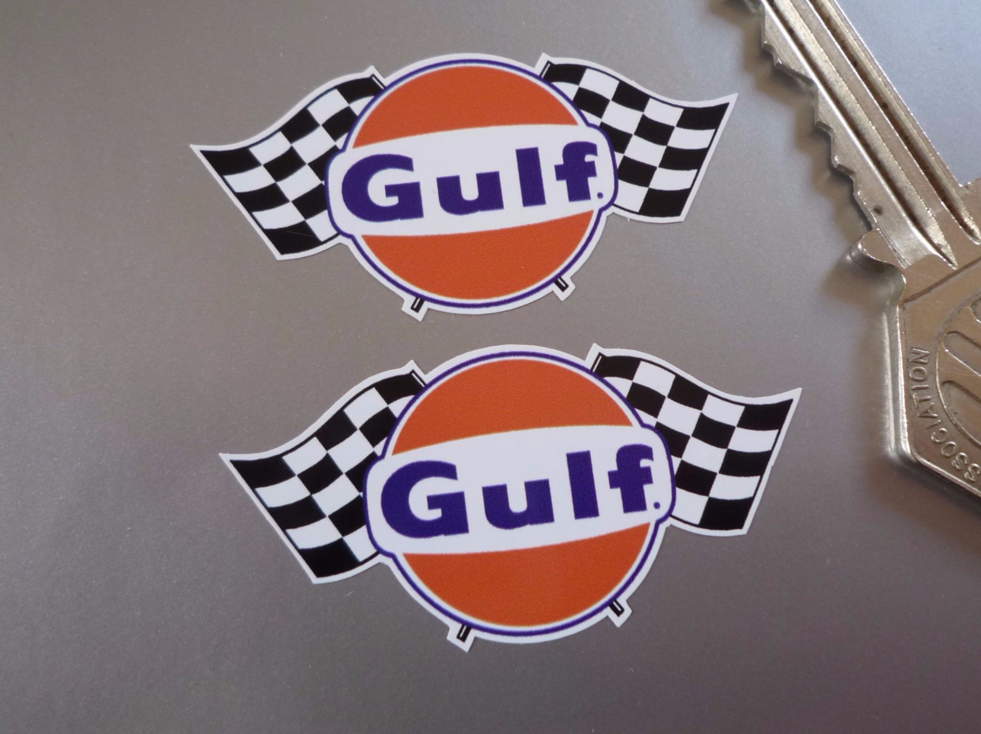 Gulf Logo & Stripes Sticker. 6".