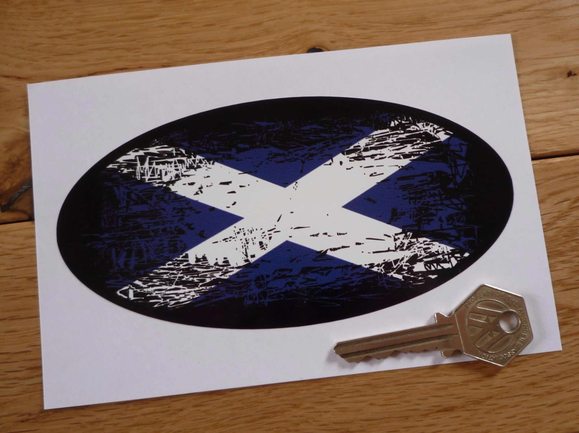 Scottish Saltire Dirty & Faded Style Flag Sticker. 4".