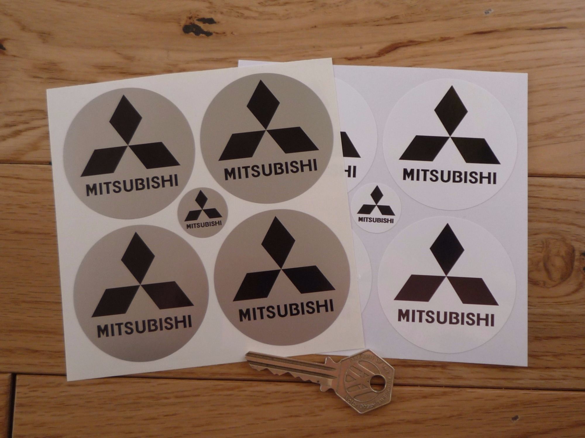 Mitsubishi Number Plate Dealer Logo Cover Stickers. 5.5" Pair.