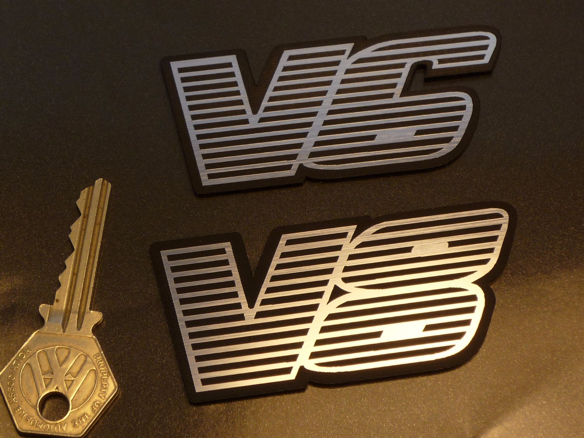 V8 Cut Vinyl Stickers. 4" Pair.