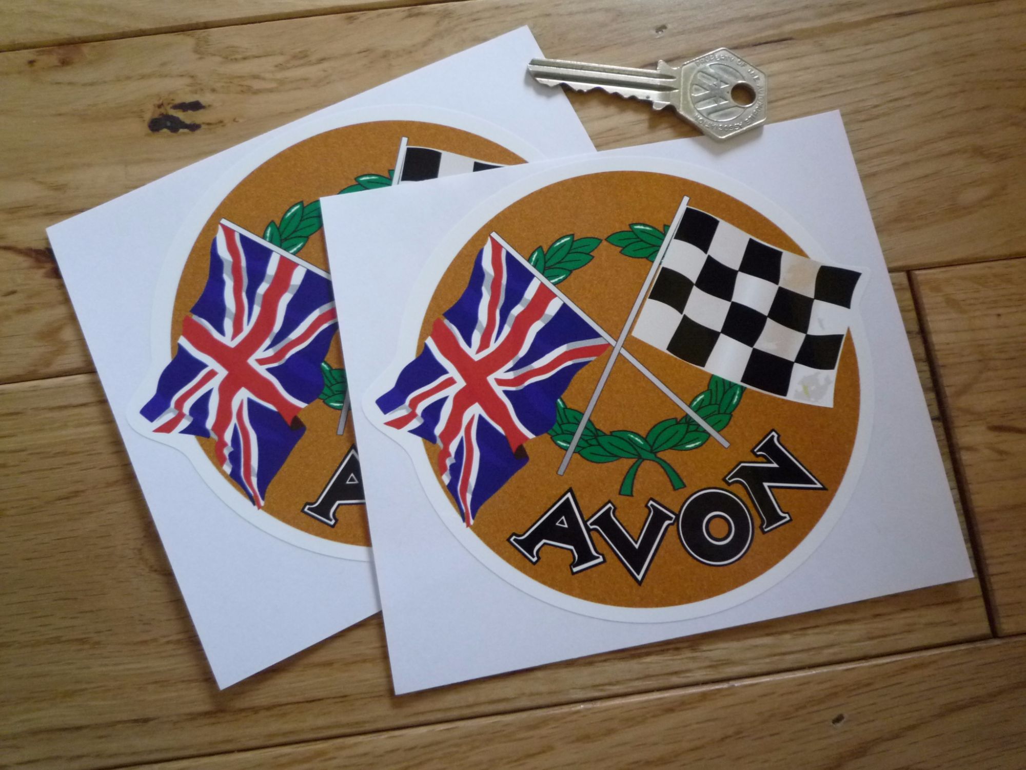 Avon Tyres Streaked Cut Vinyl Stickers. 6" Pair.