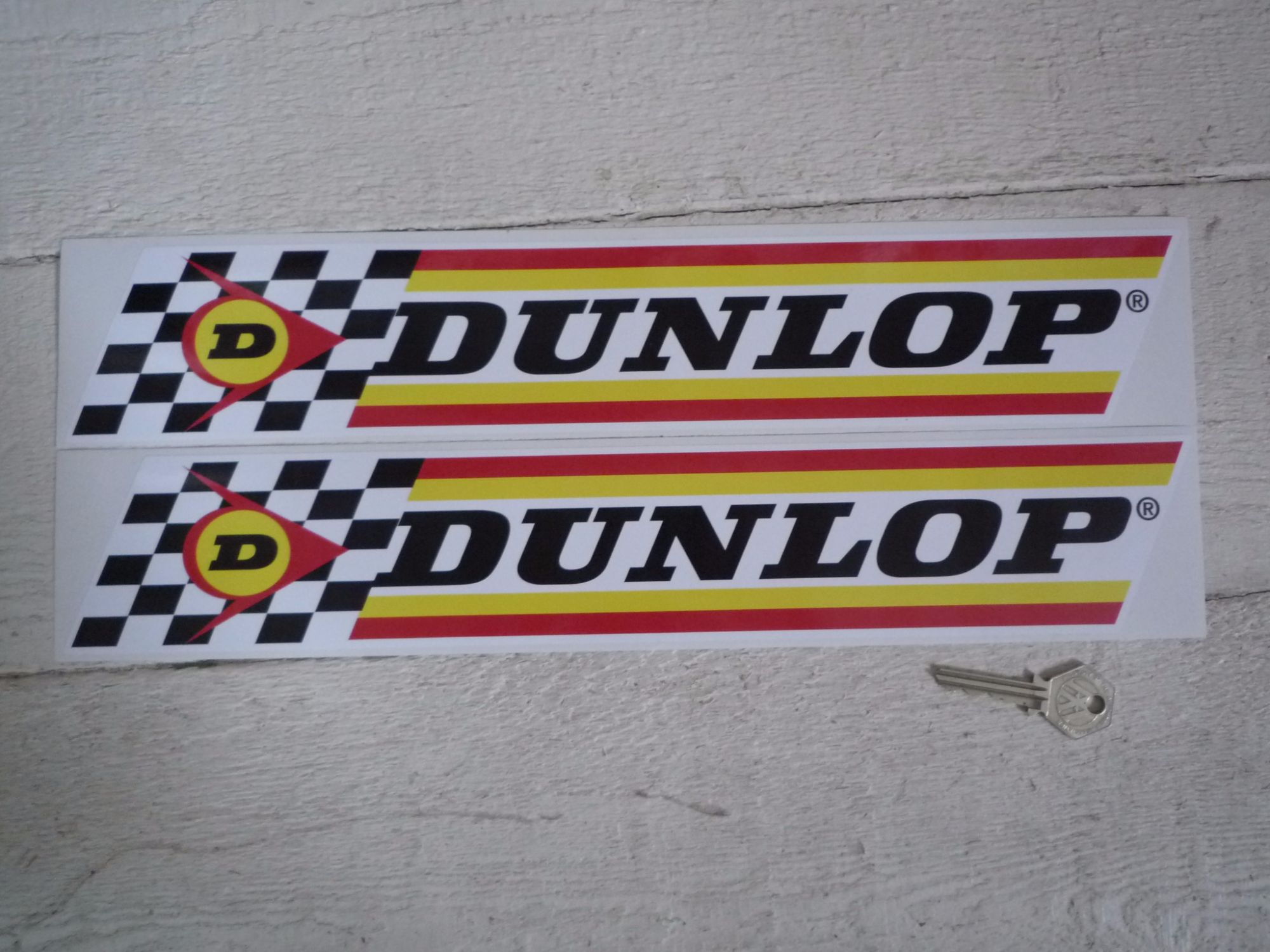 Dunlop Tires & Outline Cut Vinyl Stickers. 14" Pair.