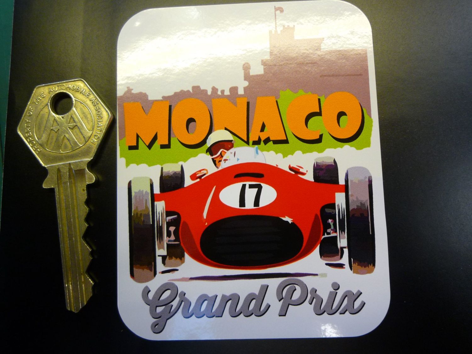 MC Monaco Black & Silver ID Plate Sticker. 5".