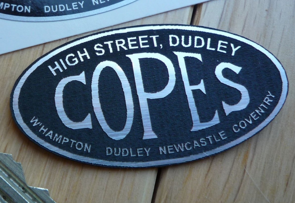 Copes. High Street, Dudley. Motorcycle Dealers Self Adhesive Badge. 2".