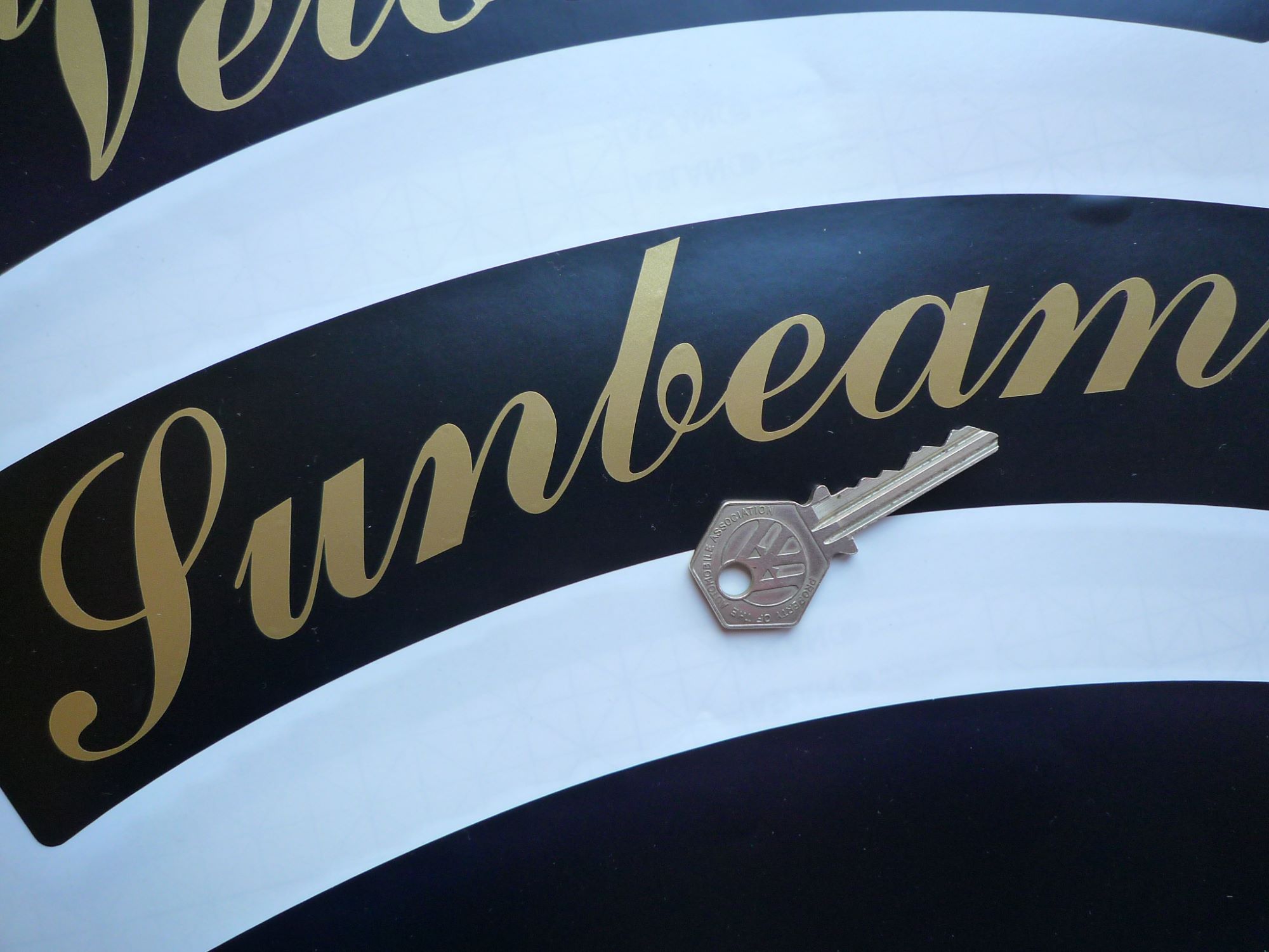 Sunbeam Motorcycle Flag & Scroll Sticker. 3.75".