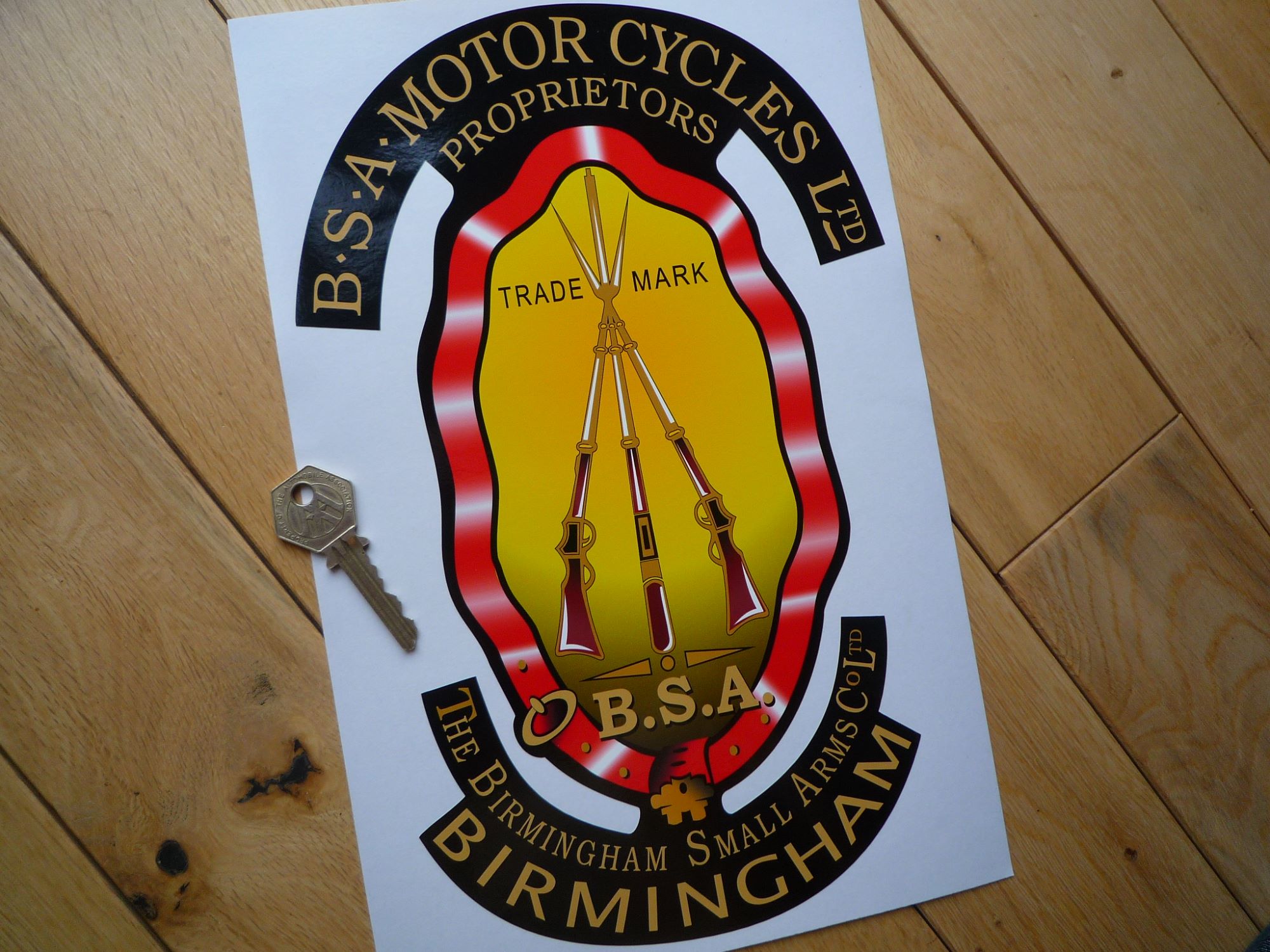 BSA Piled Arms Oblong Sticker. 4.5".