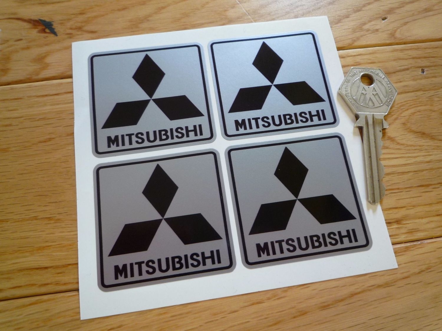 Mitsubishi Number Plate Dealer Logo Cover Stickers. 5.5" Pair.
