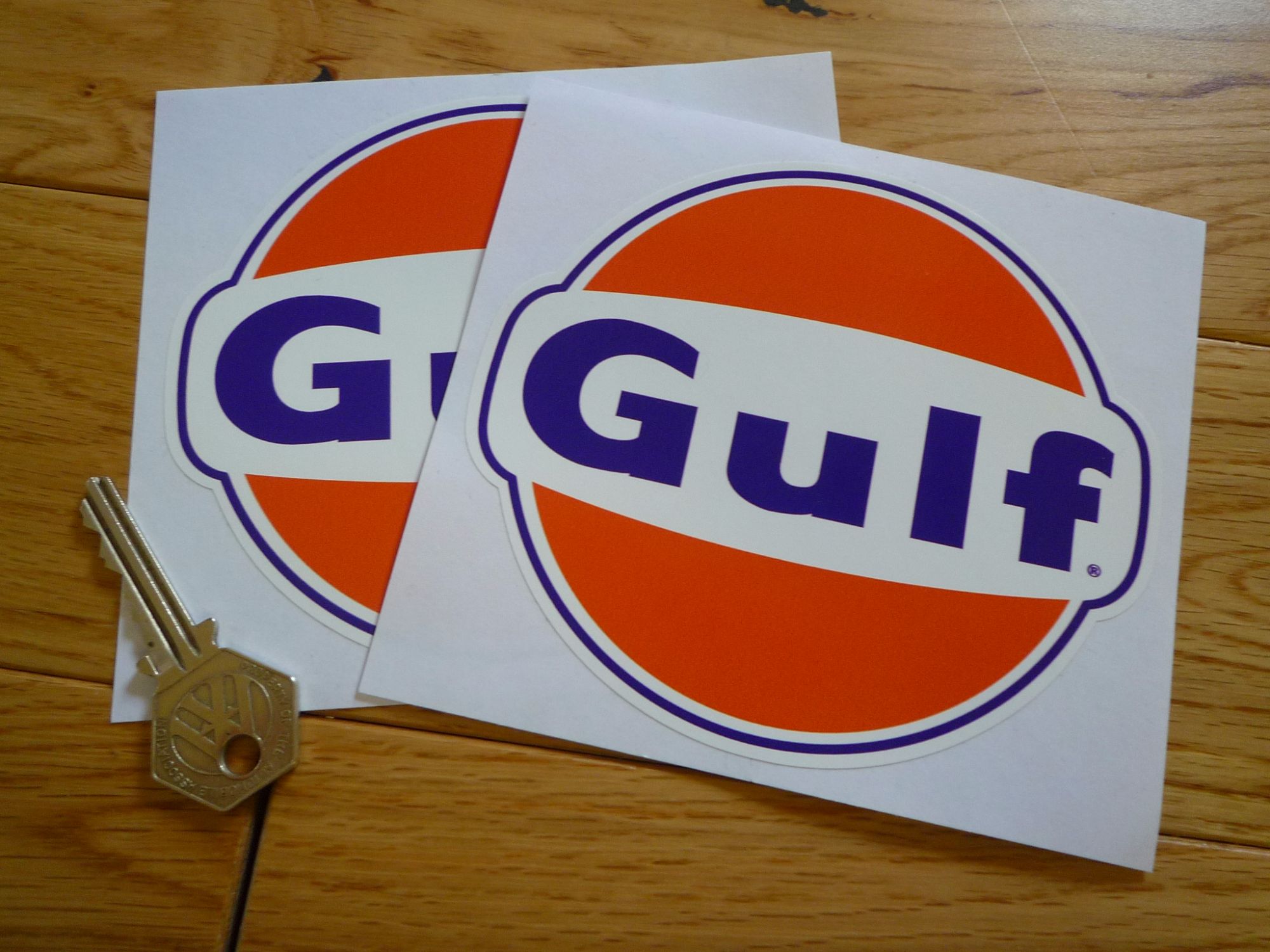 Gulf Logo Stickers Pair. Various Sizes. 40mm - 100mm.