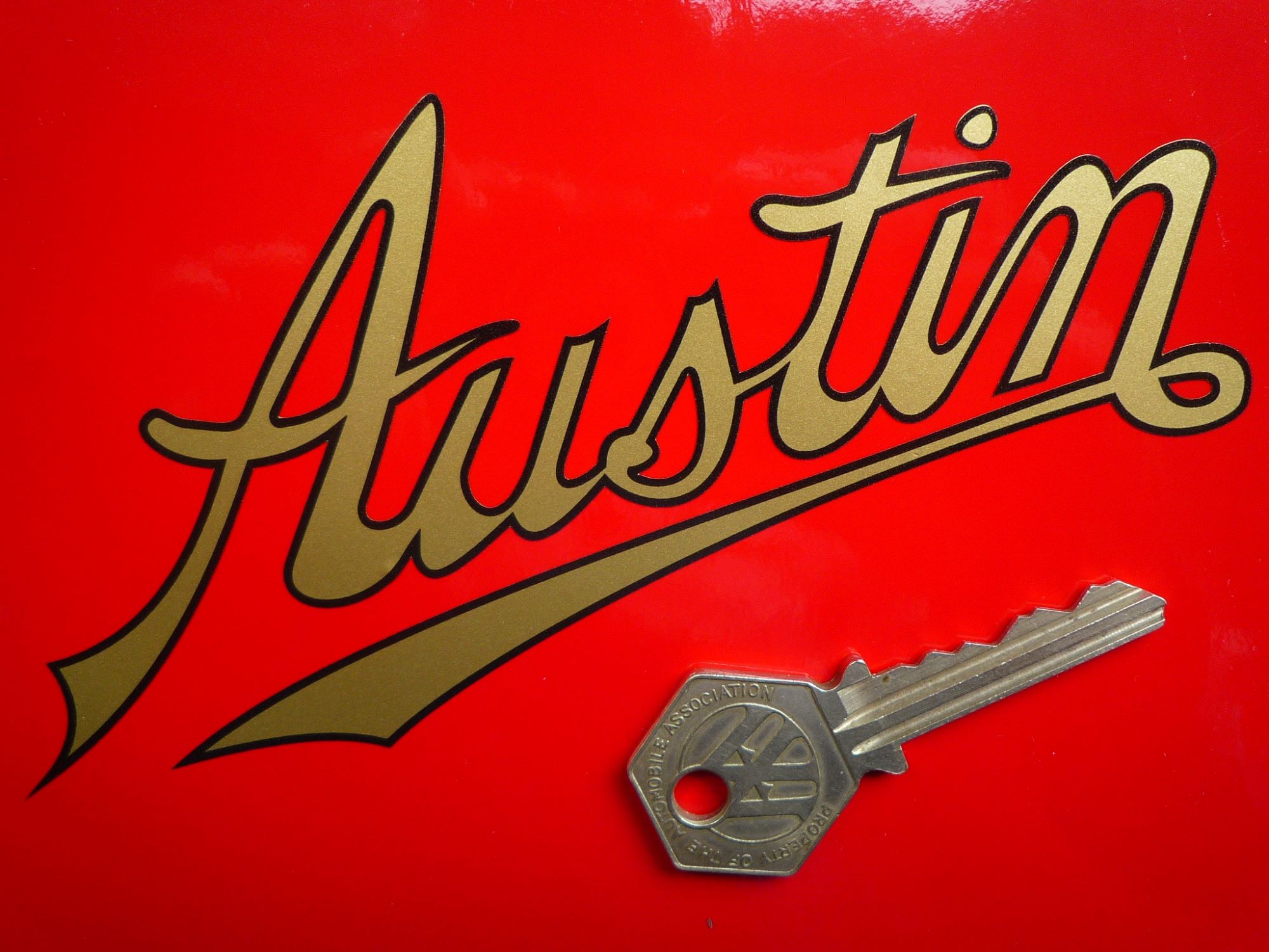 Austin Healey Script Style Self Adhesive Car Badges. 5.5" Pair.