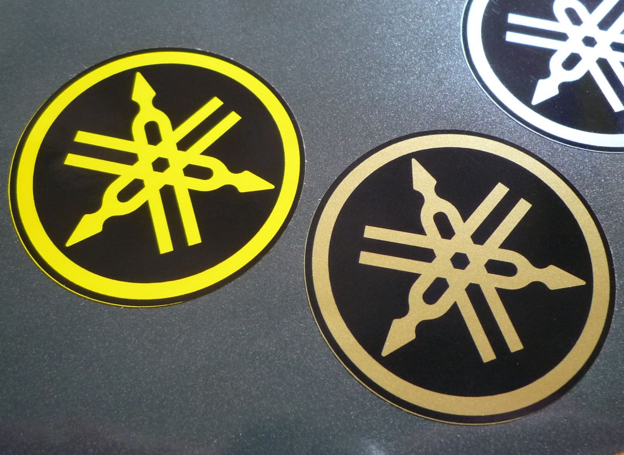 Yamaha Text & Oval Black & Gold Stickers - 6.5" Pair