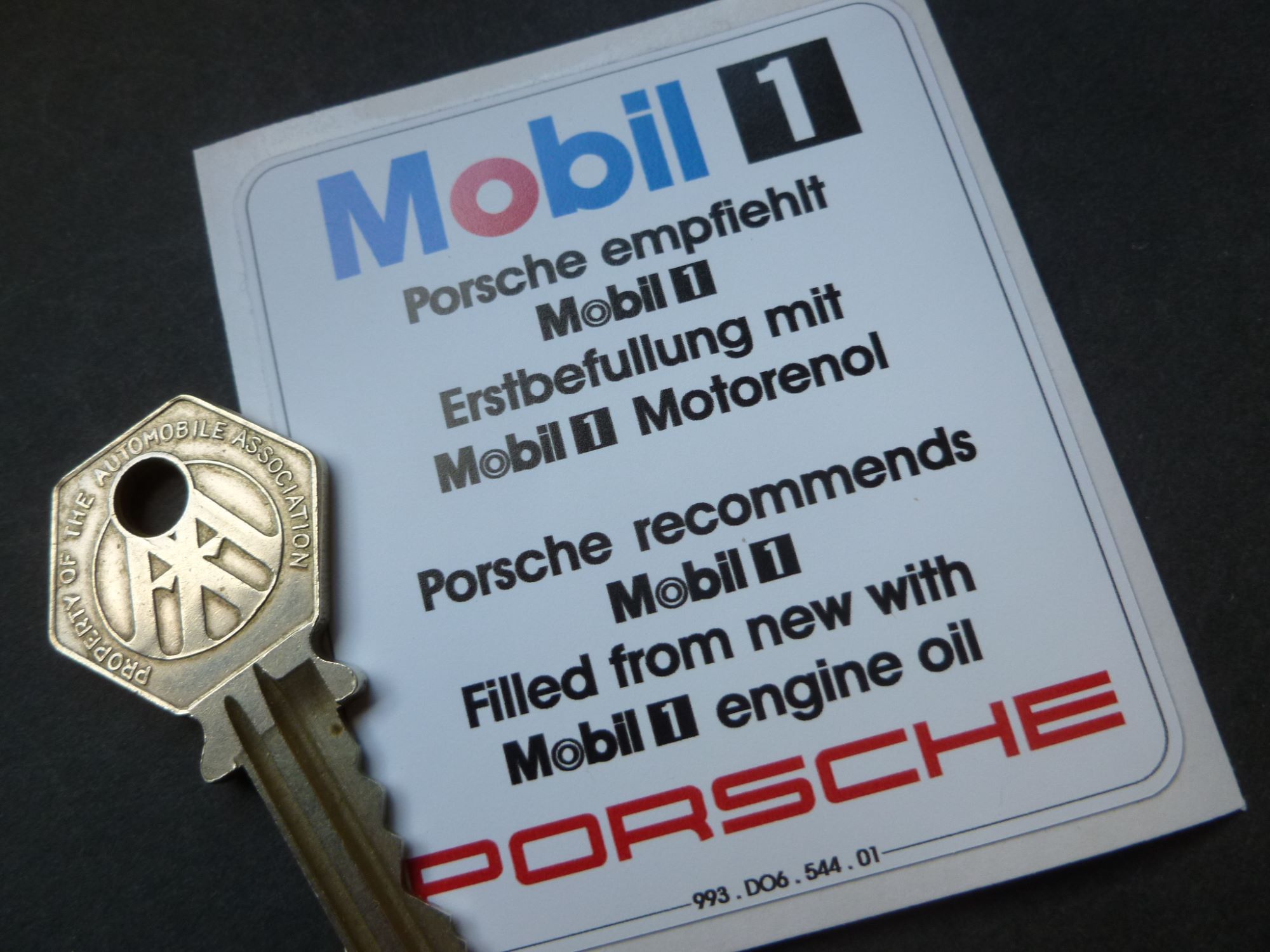 Mobil One Oil Change Sticker 993.006.544.00 2.75"