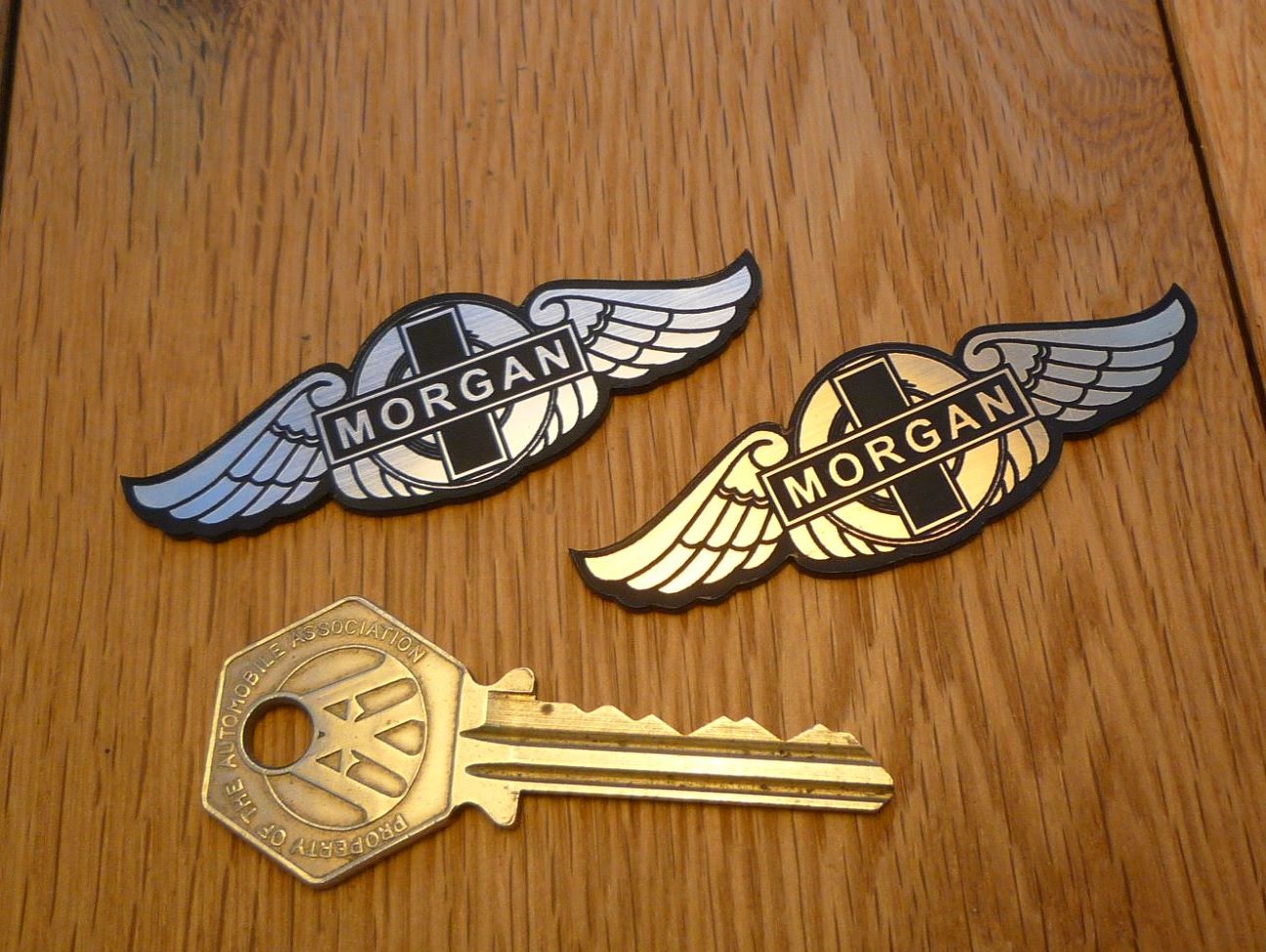 Morgan Winged Logo Wheel Centre Stickers. Set of 4. 50mm.