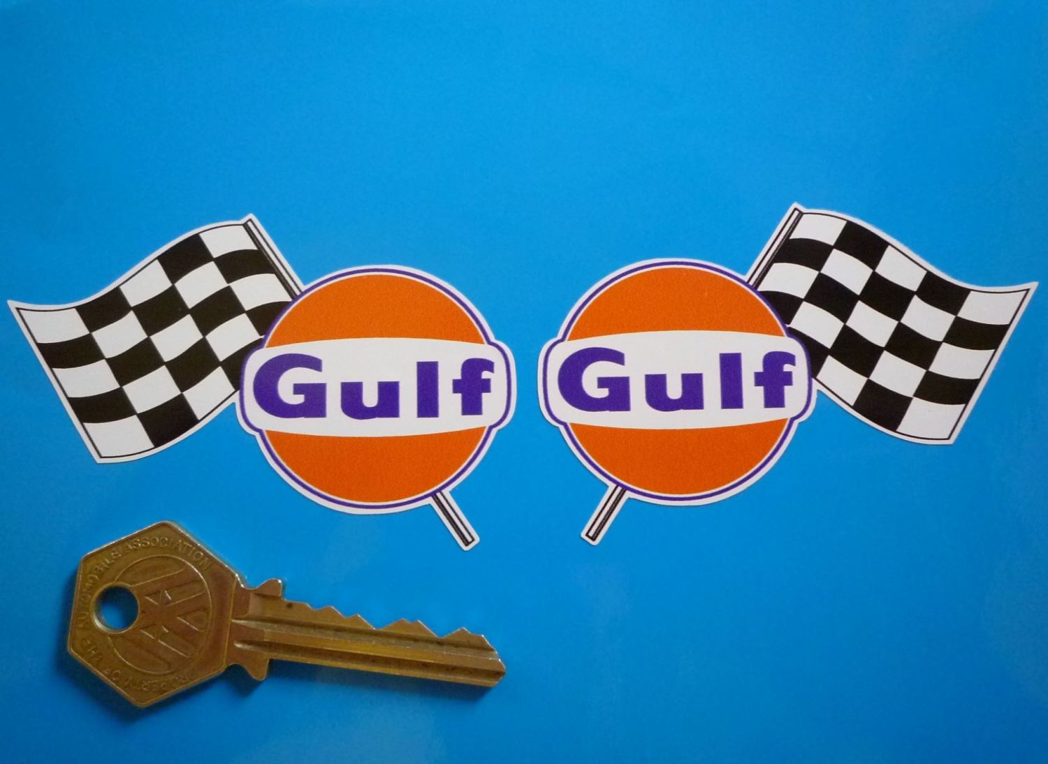 Gulf Logo Stickers Pair. Various Sizes. 40mm - 100mm.