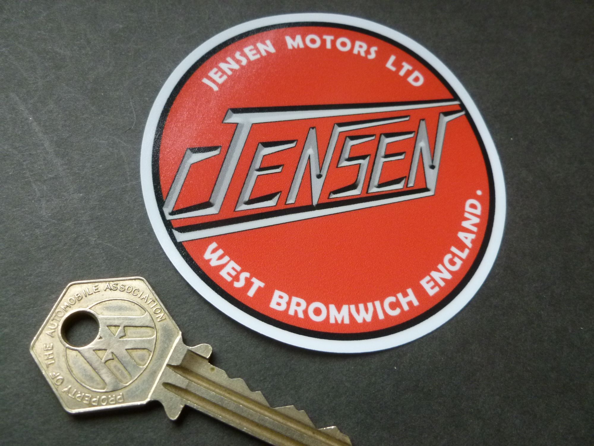 Jensen Logo Style Laser Cut Self Adhesive Car Badge. 2" or 4.5".