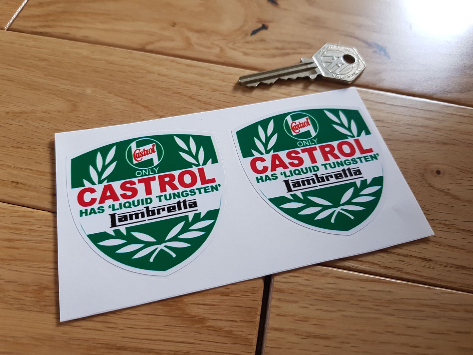 Lambretta Castrol Shield Sticker. 3".