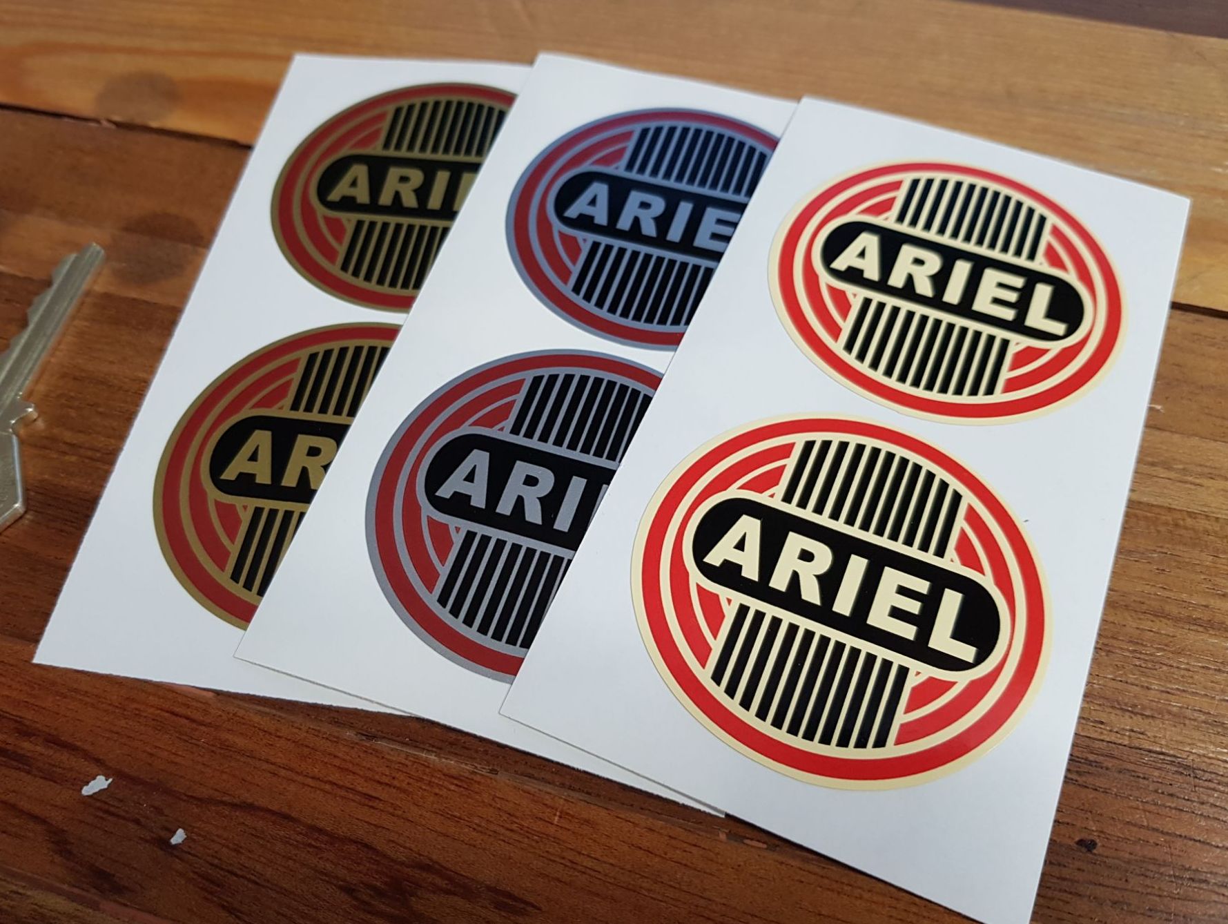 Ariel Motors Ltd Oval & Banner Logo Black & Gold Sticker. 6".