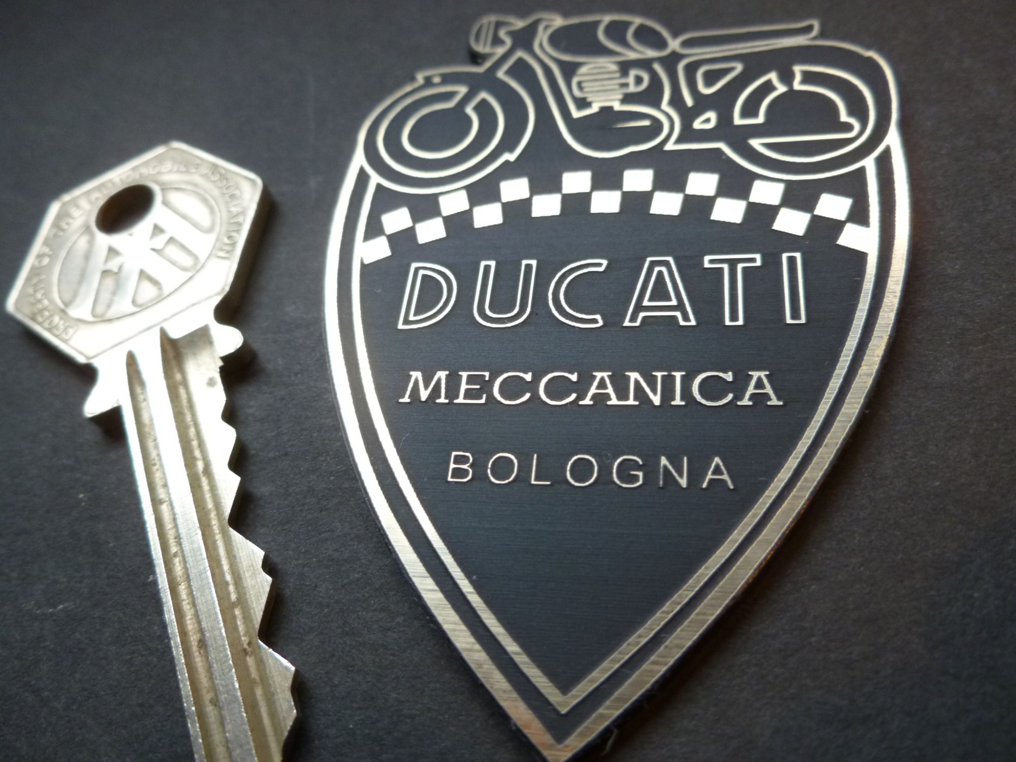 Ducati Lined Text Laser Cut Self Adhesive Motorcycle Badge. 4.5".