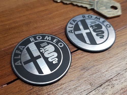 Alfa Romeo Cloverleaf Black & White Triangle Self Adhesive Badges - 1. ...
