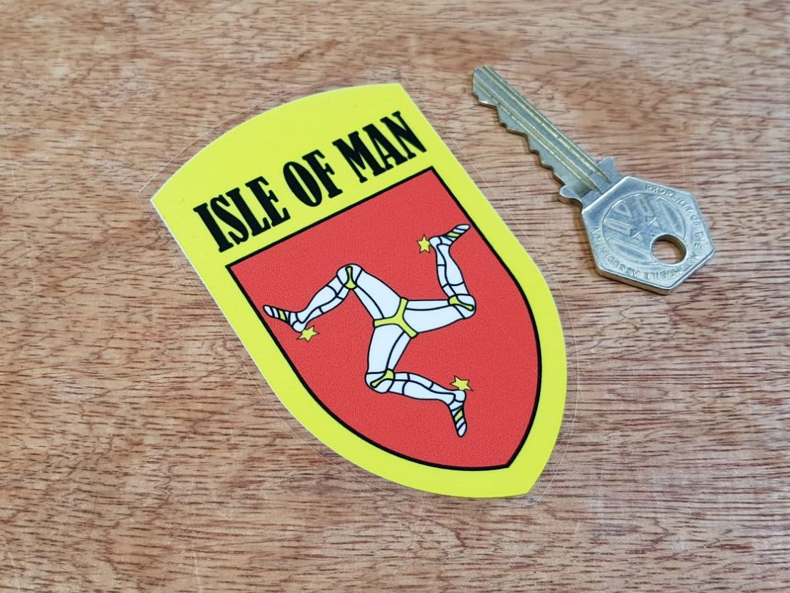 Combination Union Jack, Chequered, & Isle of Man Flag Sticker 6"