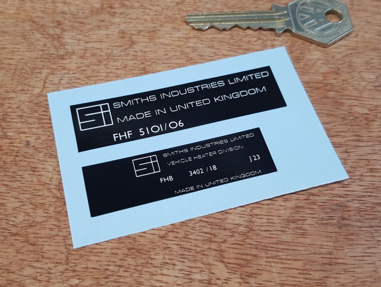 Smiths Heater Label FHM 1202/03 Sticker. 110mm.