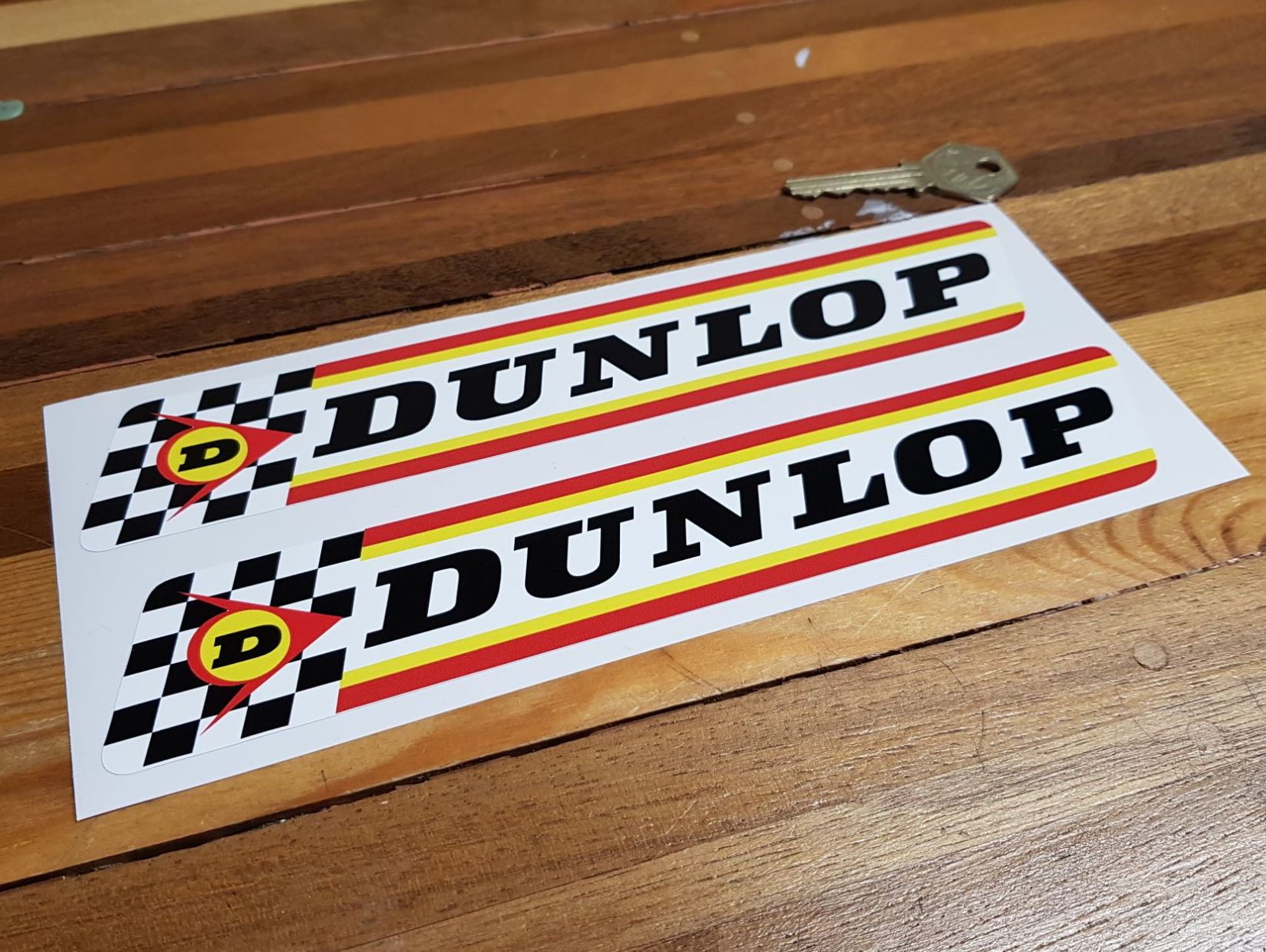 Dunlop Tires & Outline Cut Vinyl Stickers. 14" Pair.