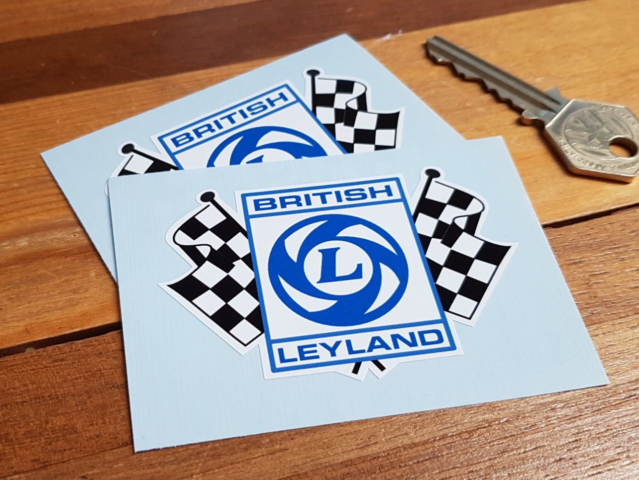 British Leyland ST Chequered Stickers. 6" or 8.5" Pair.