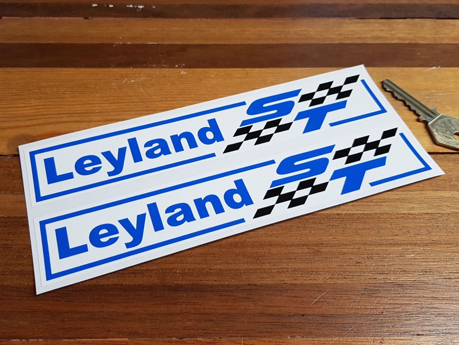 British Leyland ST Chequered Stickers. 2.75" Pair.