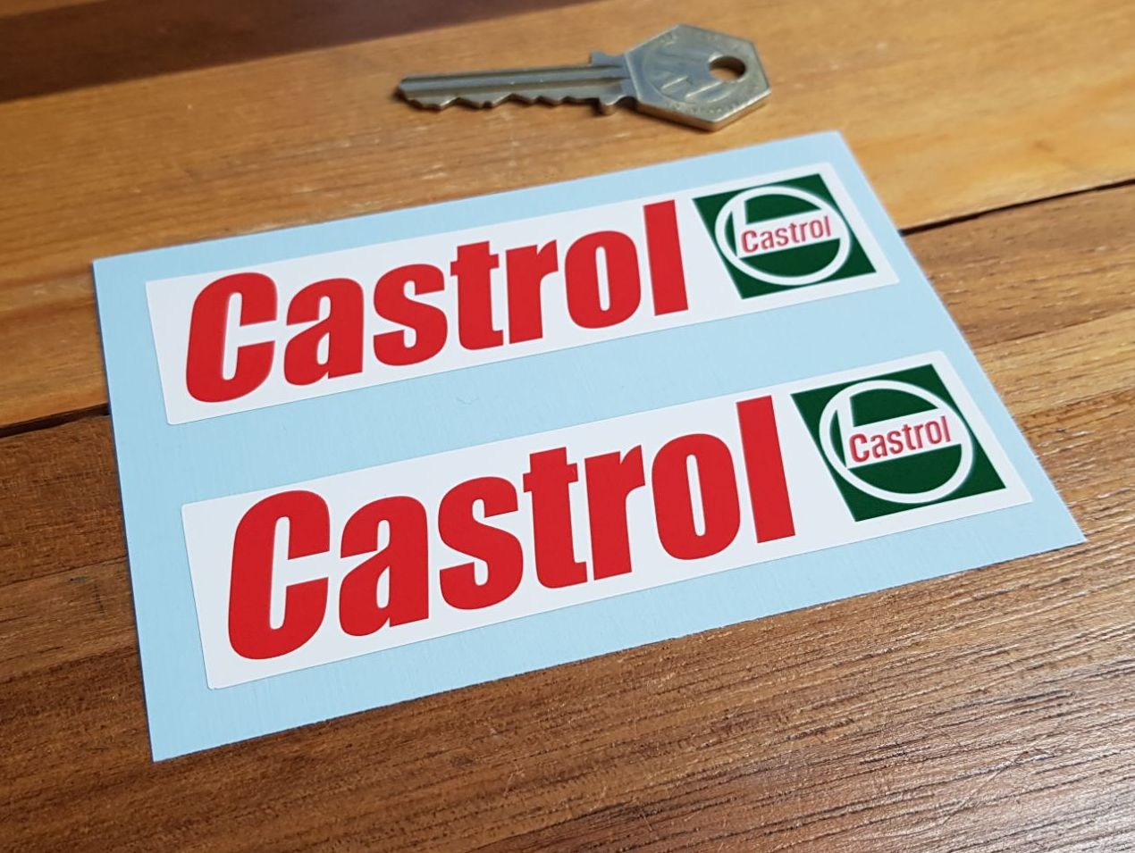 Castrol Square Framed Dark Green Stickers. 2, 3", or 4" Pair.