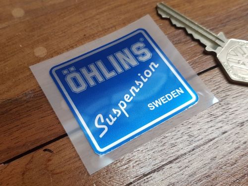 Ohlins Lighter Blue Cut Vinyl No Background Stickers. 140mm Pair.