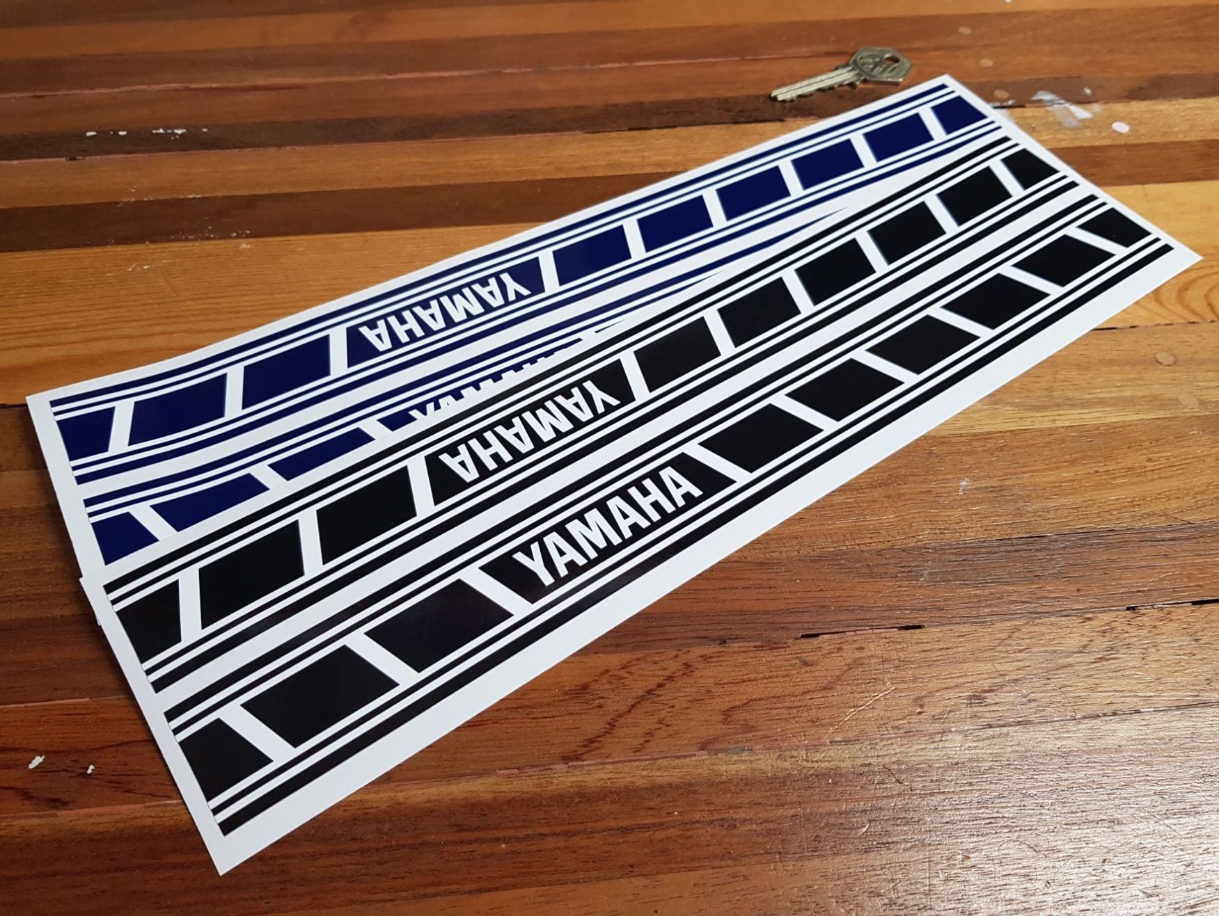 Yamaha Dark Blue Tuning Fork Circular Logo Stickers - 60mm Pair