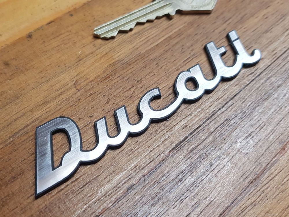 Ducati Script Text Laser Cut Self Adhesive Motorcycle Badge 4"