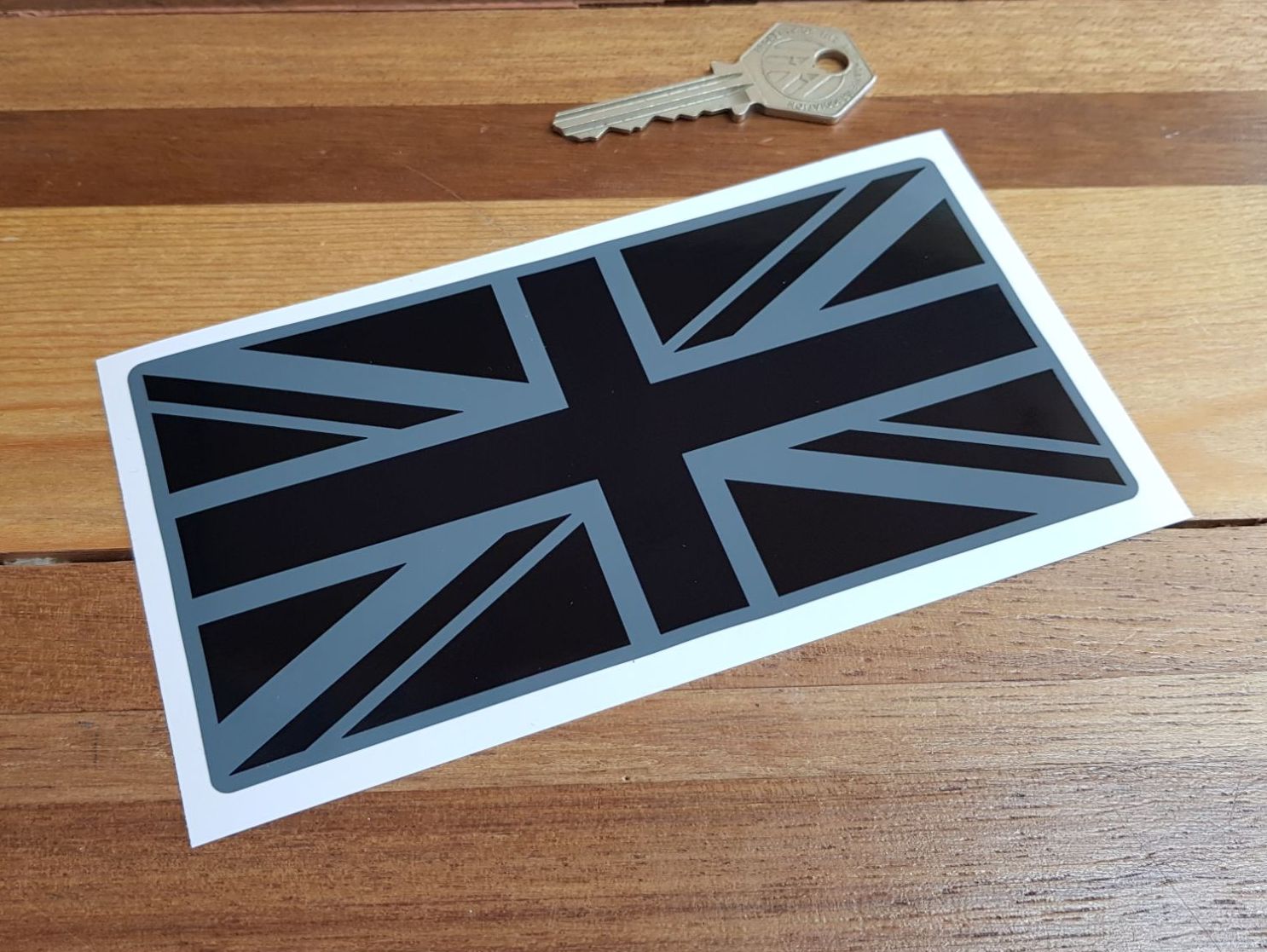 Union Jack Sticker Matt Black & Textured Black Subtle Finish 6"