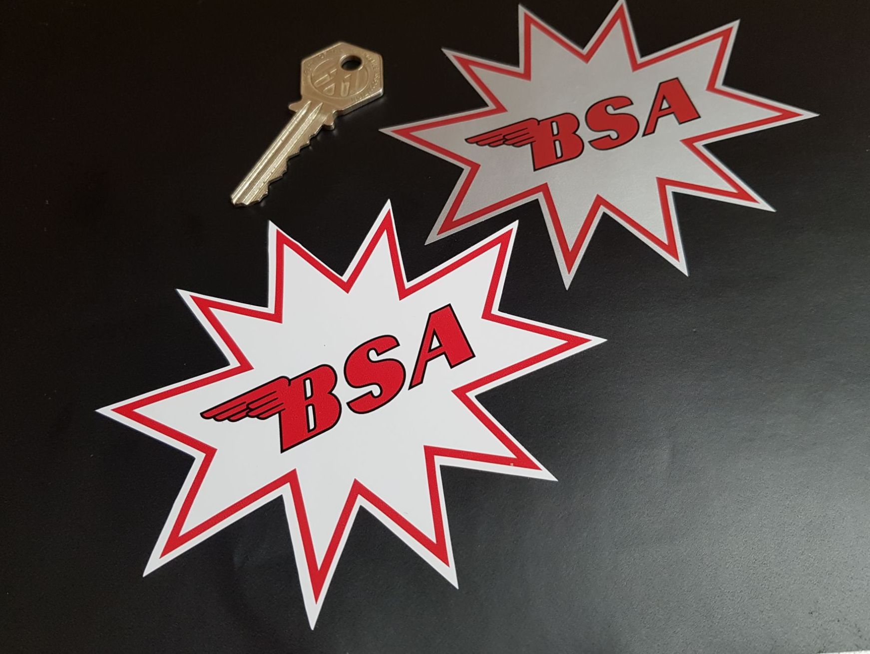 BSA Bantam Tank Side Logo Cut Vinyl Stickers. 5" Pair.