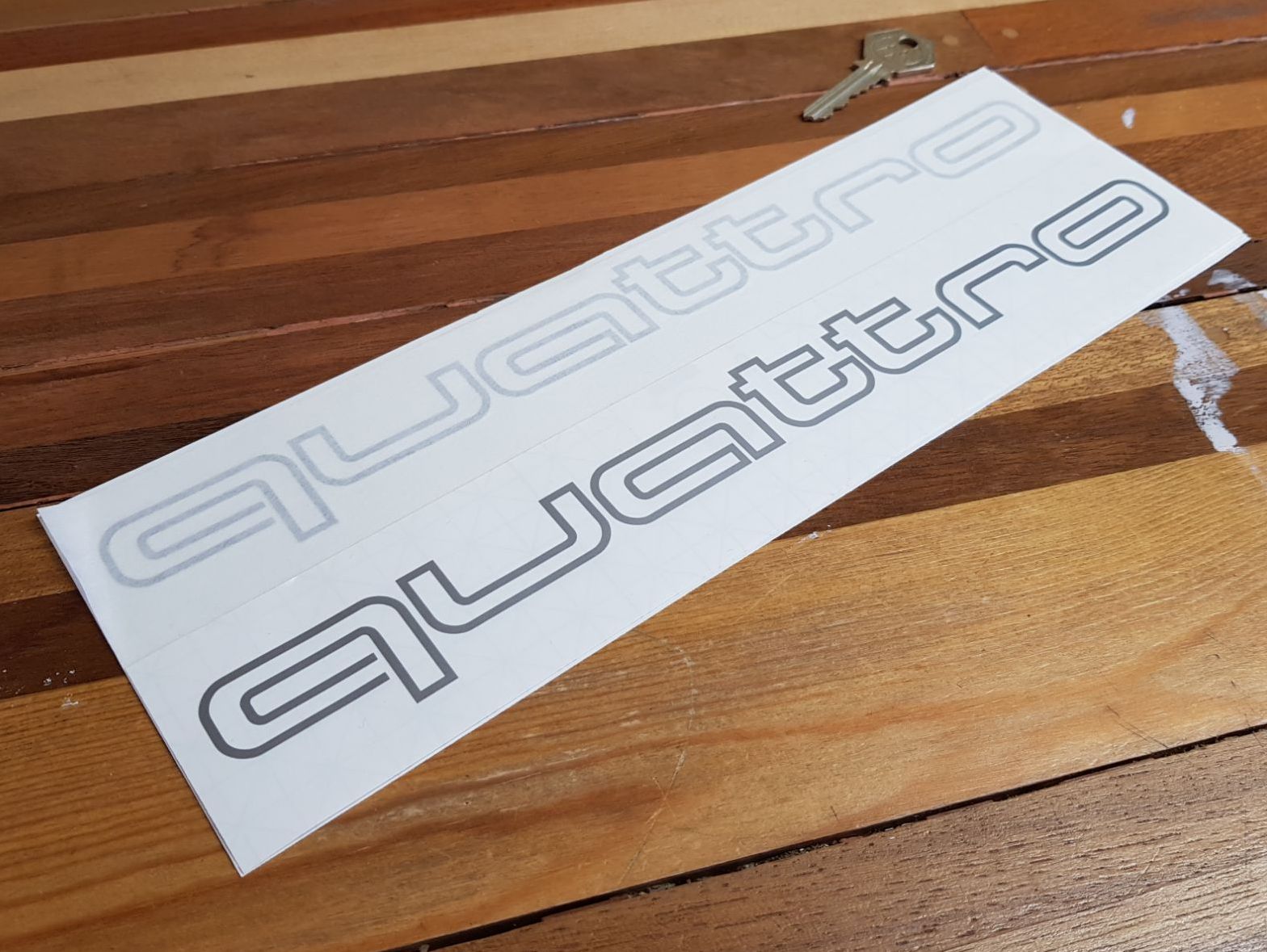 Audi Quattro Cut Text Stickers - 4" Pair