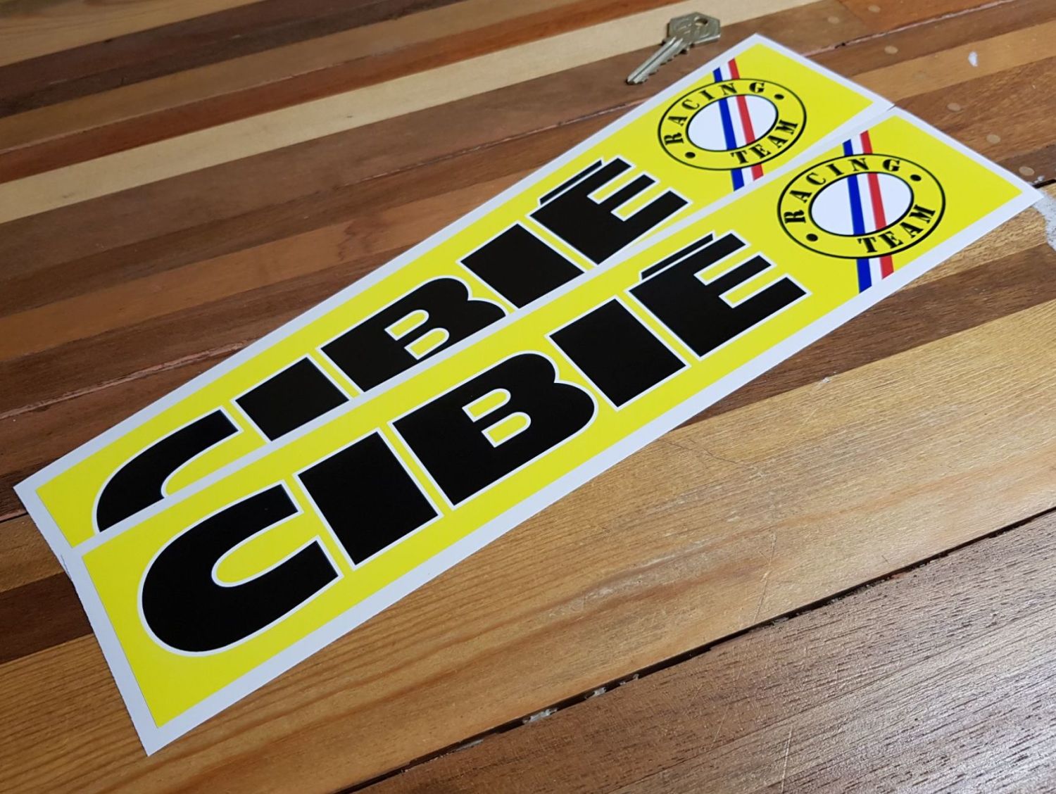 Cibie Black & Off White Text on Yellow Narrow Style Oblong Stickers. 10 ...