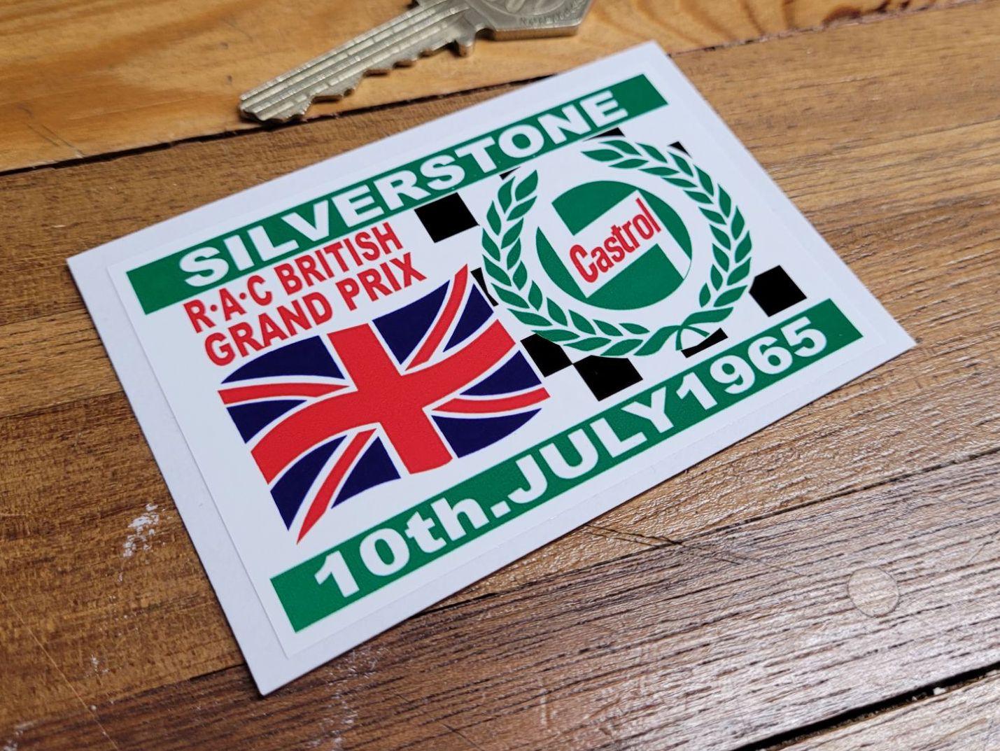 Ulster Grand Prix Dundrod Car Garland & Scroll Sticker 3"
