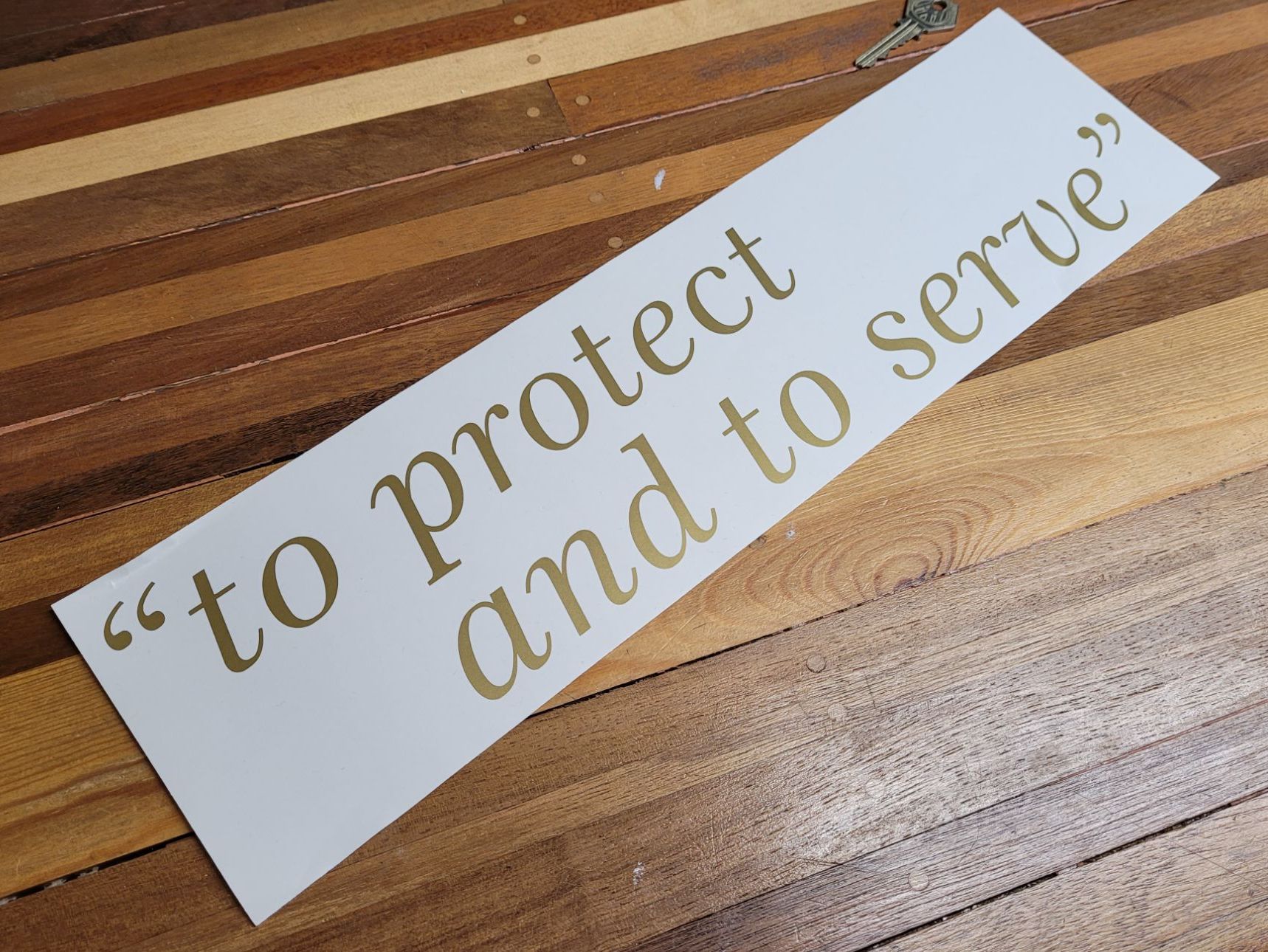 Police LAPD Style Gold Text Pedal Car Sticker - 9.5" or 13"