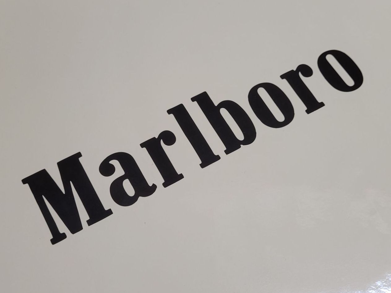 Marlboro Racing Car Sponsors Oblong Sticker - 19.5"