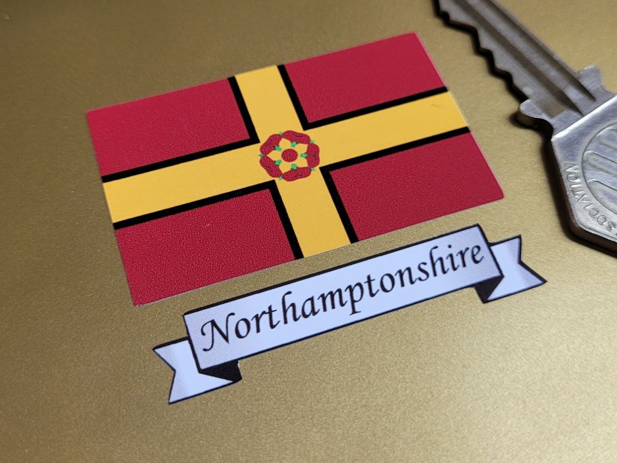 Warwickshire Flag & Sash Sticker - 2"