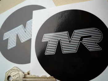 TVR Black & Silver Coachline Style Wheel Centre Stickers - Various Sizes