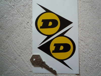 Dunlop Yellow & Black 'D' Stickers. 3" Pair.