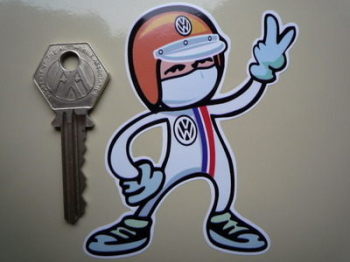 VW Volkswagen Bubblehead Shaped Car Stickers. 4" Pair.