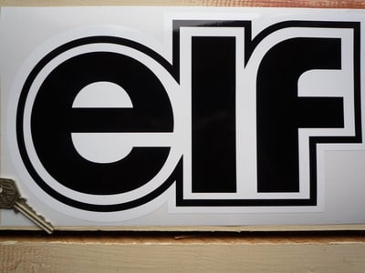 Elf Black & White Shaped Text Sticker. 12".