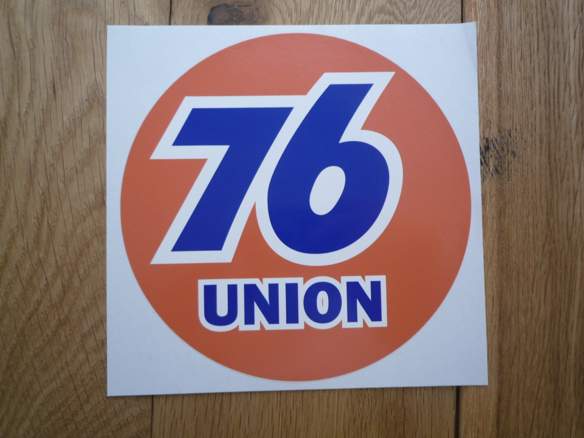 Union 76 Circular 'Union' Orange Stickers. 5" or 6" Pair.
