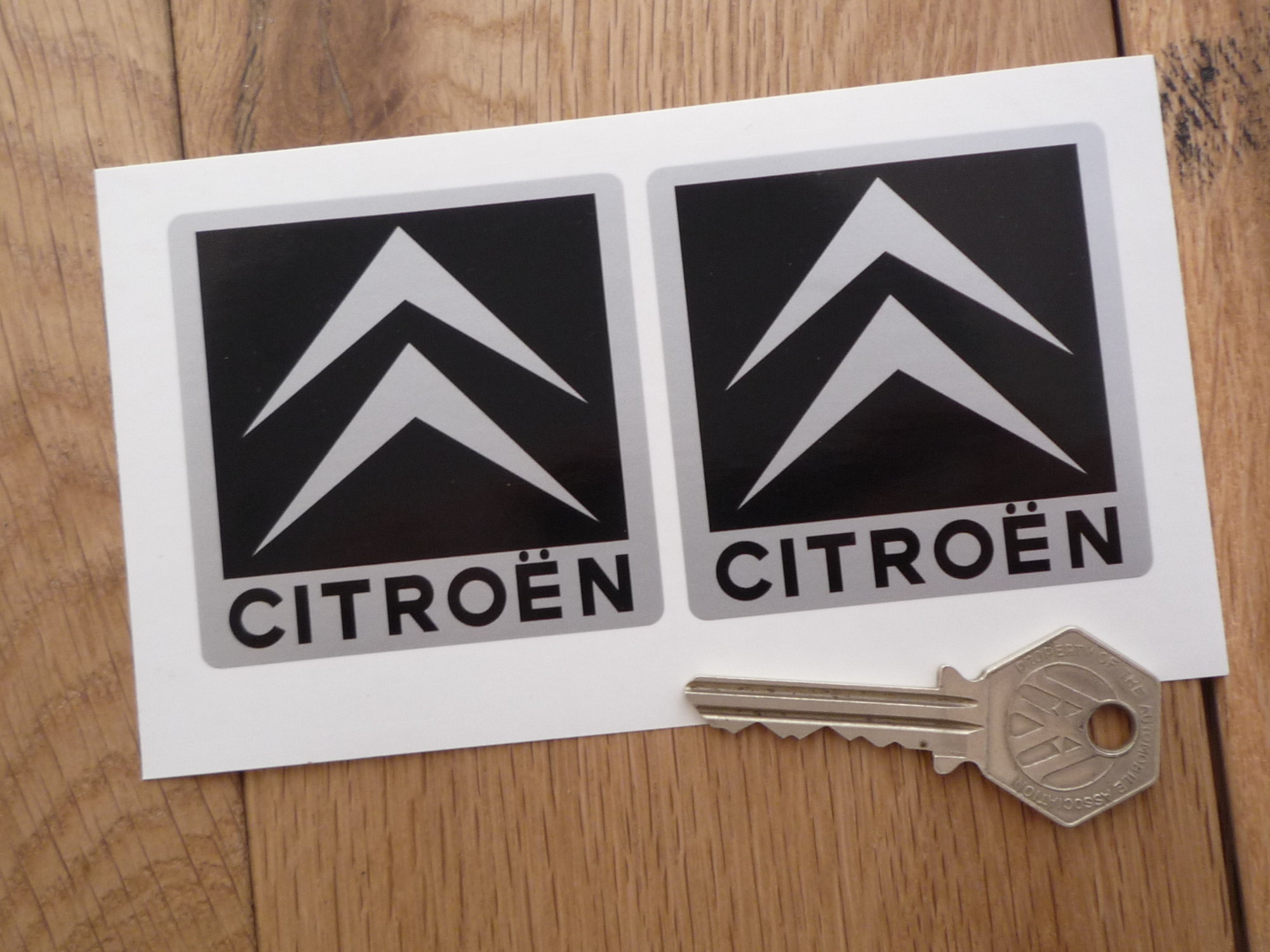 Citroen Chevron Black & Silver Oblong Sticker - 9"