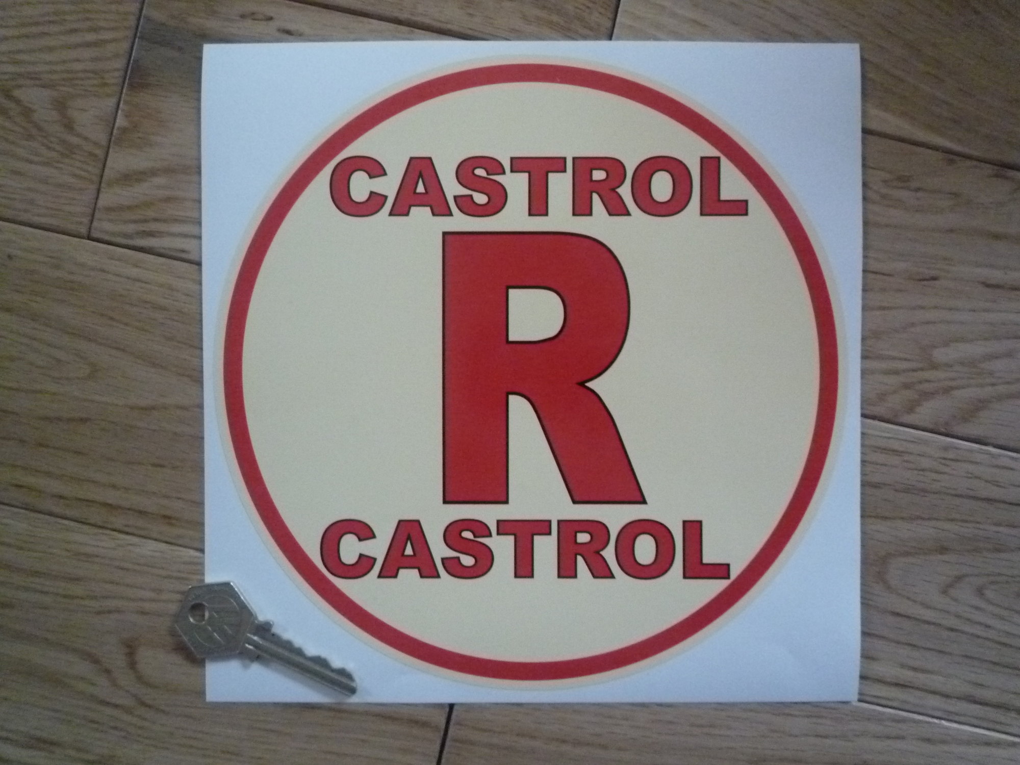 Castrol Wakefield Motor Oil Cut Text with Black Outline Sticker. 13".